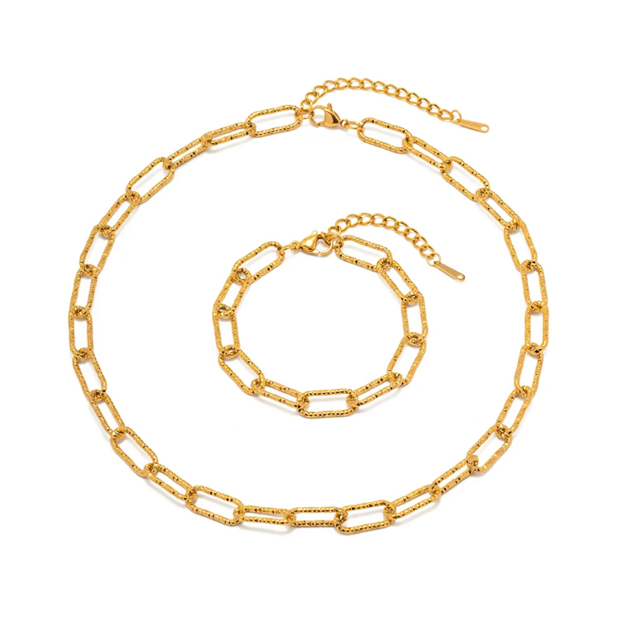 Texture Paperclip Chain Necklace & Bracelet – KIKIEARRINGS